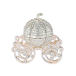 QIFU Pumpkin Carriage Series Enameled Trinket Box Hinged Decorative Collectible Figurine Unique Gift to Store The Ring