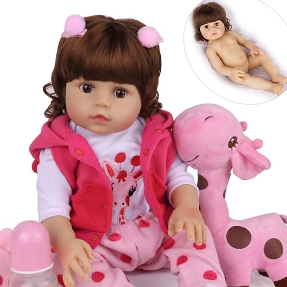 CHAREX Reborn Baby Dolls Silicone Full Body, 18 Inches Lifelike Baby Dolls Girls, Soft Vinyl Weighted Doll for Age 3+