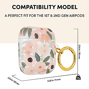 Rifle Paper Co. Airpods 2nd / 1st Generation Case Cover w/Keychain Ring [Wireless Charging] [Front LED Visible] Cute Apple Airpods Case 2 & 1 w/Floral Design, Anti Scratch - Wild Flowers