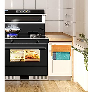 Takor Bamboo Trash Bag Organizer, Wall Mounted Bag Holder for Garbage Bag, Plastic Bag, Grocery Bag, Compatible with Various Trash Bag Rolls, Trash Bag Dispenser for Home and Kitchen