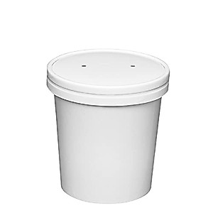 Comfy Package 12 oz. Paper Food Containers with Vented Lids, to Go Hot Soup Bowls, Disposable Ice Cream Cups, White - 25 Sets