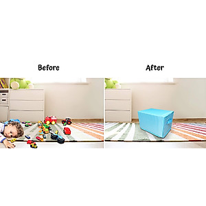 EMBRACE PLAY Toy storage box with car rug play mat - Toy box for boys and girls - 2 in 1 collapsible toy car storage- toyboxes for children - toy boxes for kids (BLUE)