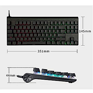 Teerwere Gaming Keyboard USB 2.0 Wired 87 Keys White Backlit Cherry MX Switch Mechanical Keyboard Suitable for Office and Home Use Mechanical Gaming Keyboard (Color : White, Size : Red Switch)