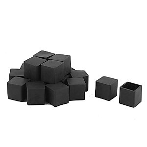 uxcell Rubber Square Shape Furniture Table Leg Foot Cover Cap 20mm x 20mm 18 Pcs Black