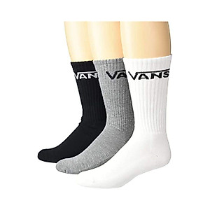 Vans | Classic Crew Socks, 3 Pair Pack (Assorted - Black, Grey, White, 9.5-13)