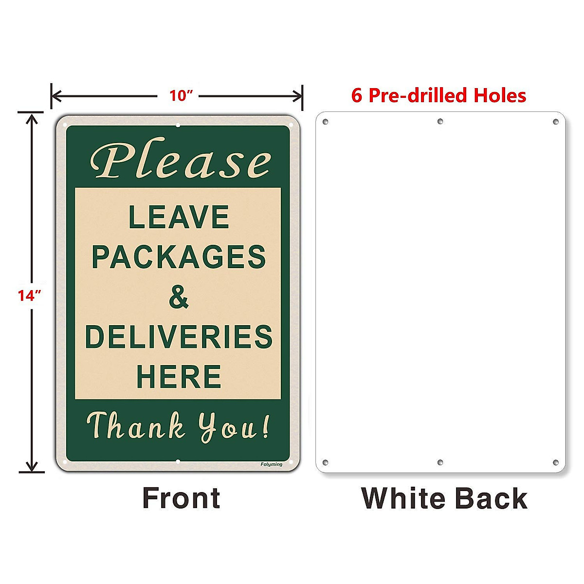 Please Leave Deliveries and Packages Here Thank You Signs 10 x 14 Inches Package Delivery Sign, Metal Reflective Sturdy Rust Aluminum Waterproof Easy to Install