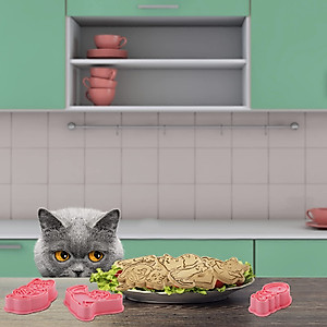 8 Pcs Cat Cookie Cutters with Plunger Stamps Set 3D Cat Paw Shape Biscuit Cutter Funny Cartoon Cookie Stamps Stamped Embossed Cat Cookie Cutters for Treats DIY Cookie Cake Baking Supplies