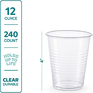 [240 Count - 12 oz.] Clear Disposable Plastic Cups - Cold Party Drinking Cups