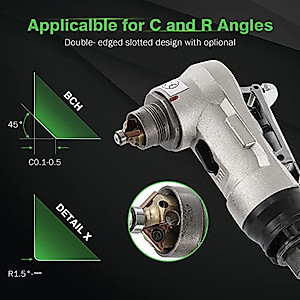 POWLAB Pneumatic Chamfer Tool - Mini Pneumatic Chamfering Machine Set for Metal Deburring,Handheld Metal Edge Beveler with Replaceable Blades,Achieve Perfect 45° Arcs for Precision Metalworking
