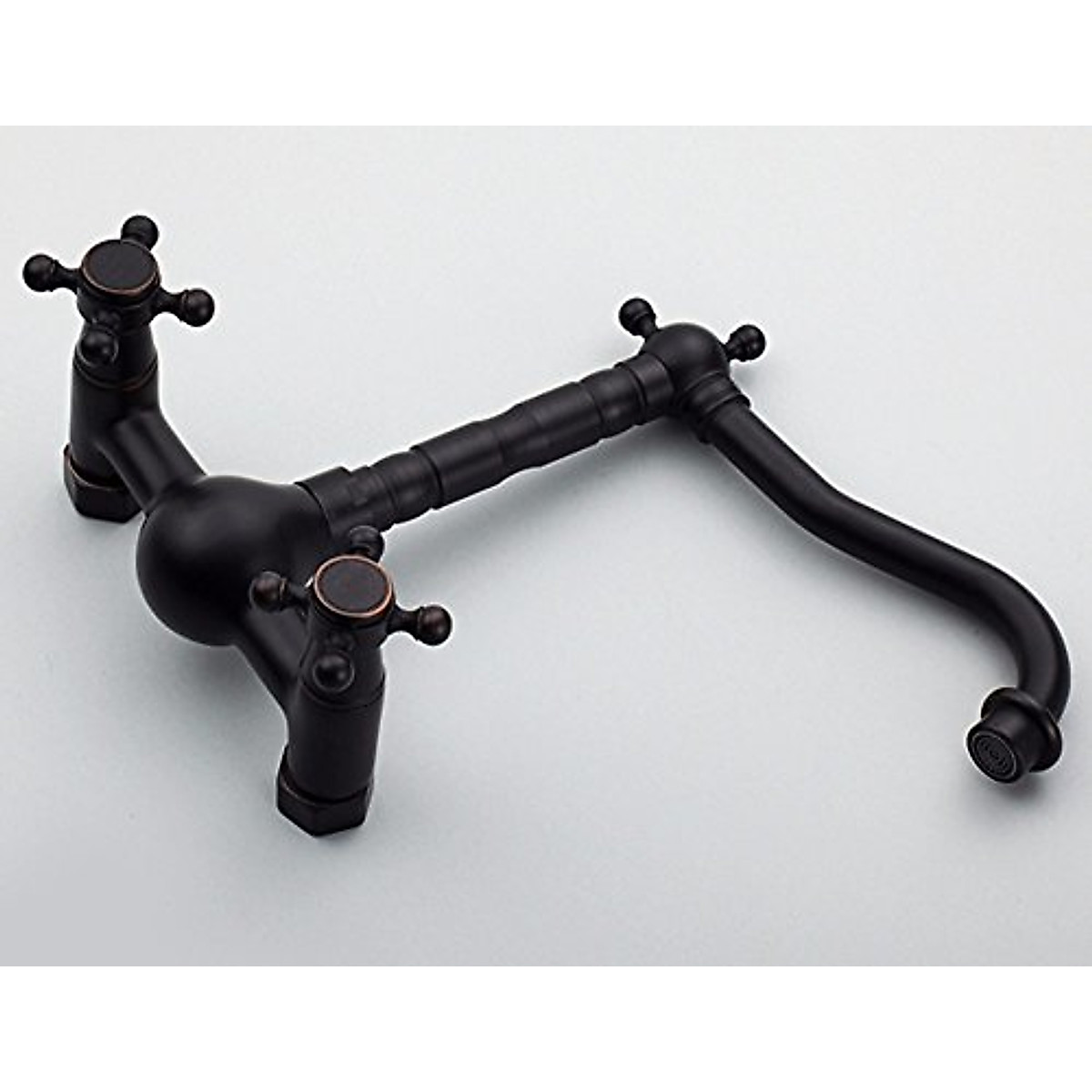 SJQKA Faucet Black bronze antique faucet, faucet basin, cold and hot wall, double hole basin faucet