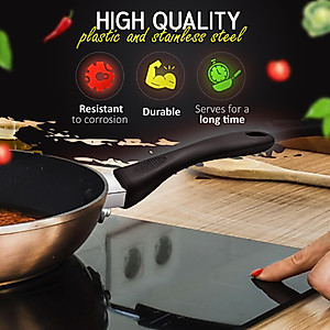 Cook Ware Pans Replacement Grip Handle - Removable Handle Cookware Pot Lid Handle Knob Removable Handles Pan Handle Grip Detachable Handle Cookware Pots and Pans with Removable Handles Screw on Handle