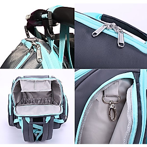 Tangerine Views Diaper Bag Backpack - 4pcs: Spacious Gender Neutral Colors w/Changing Pad, Stroller Straps, Food Snack Pack, and Waste Bag Dispenser w/Bags, Dark Gray With Teal, Large