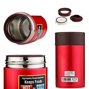 Zojirushi Stainless Steel Food Jar, 19 oz/0.55 L, Metallic Red