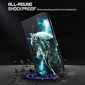 ALILANG Phone Case for Oppo Find X5 Pro Case, Premium Flip Magnetic Closure Stand Function Card Holder PU Leather Cover for Oppo Find X5 Pro Wallet Case-Wolf