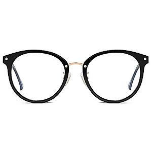 SOJOS Retro Round TR90 Blue Light Reading Glasses Womens Mens Readers Computer Glasses Eyewear Frame SJ9001, Black Frame 0.00 x