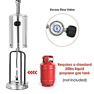 Giantex Patio Heaters for Outdoor Use, 48000 BTU Propane Outdoor Heaters with Wheels, Stainless Steel Outdoor Heat Lamp with Trip-over Protection & CSA Certified for Commercial and Household (Silver)