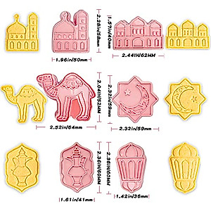 6 Pcs Eid Mubarak Cookie Cutters Set,3D Ramadan Islamic Muslim Cookie Stamp Biscuit Cutters,DIY Biscuit Press Stamp Molds,Biscuit Embossing Fondant Baking Tool,Camel,Lantern,Islamic Star,Star,Moon