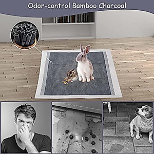 Tfwadmx 100 Pcs Rabbit Pee Pads Guinea Pig Super Absorbent Cage Liners Bunny Disposable Black Carbon Diapers Small Animal Training Accessories with Quick-Dry Surface for Chinchilla Ferret Hamster