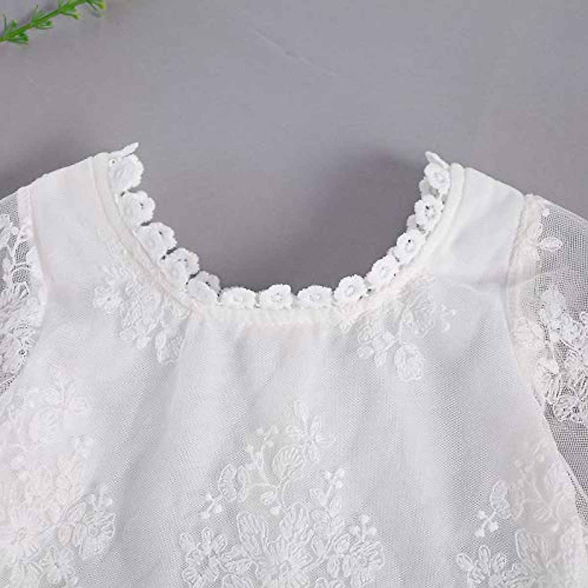 Kayotuas Newborn Infant Baby Girls Butterfly Sleeve Romper Clothes Ruffle Lace Bodysuit Tutu Dress Jumpsuit Princess Outfit (White Long-Sleeve #2, 0-6 Months)