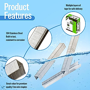 meite 21 Gauge 1/2-inch Crown Stainless Steel Upholstery Staples with 3/8-inch Leg Compatible with Fasco/80 Series Staples 10,000 PCS (1 Box)
