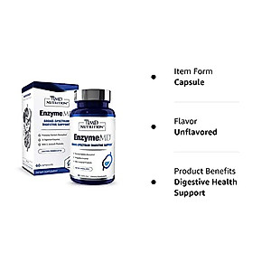 1MD Nutrition EnzymeMD - Digestive Enzymes Supplement - Doctor Formulated | 18 Plant-Based Enzymes - Gas & Bloating Support | 60 Capsules
