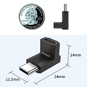 Right Angle USB C Adapter (2 Pack),3.1/10Gbps Up & Down Angled 90 Degree USB Type C Male to Female Extension Connector for MacBook Pro,Nintendo Switch,Laptop,Tablet,Mobile Phone,Oculus Quest Link