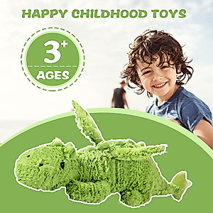 EOUOBOMO Cute Sleeping Flying Dragon Plush Pillow,Soft Flying Dragon Stuffed Animals-35.3inch Large Kawaii Dragon Animal Plushies Toy,Perfect Birthday Present for Adults and Children,Green
