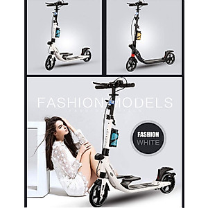 WRRAC-Trampolines Sport Pro Scooter Stunt Kick Scooters with Brake and Suspension Light Frame Big 200mm Wheel Durable Push Scooter for Adults, Kids and Teens, White