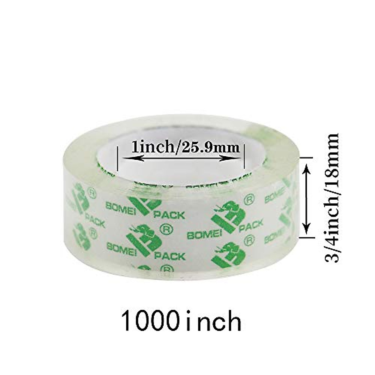 Crystal Clear Transparent Tape Refills Rolls for Dispenser, 24 Rolls Value Pack, 3/4 in x 1000 in,1 inch Core, Gift Wrapping Tape for Office, School and Home, BOMEI PACK