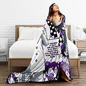EISVALAYA Danganronpa Flannel Throw Blanket Lightweight Comfy Fluffy Warm Cozy Plush Cover Soft Queen Bed Twin Sofa Office (Danganronpa Kokichi Ouma, Medium 6050in)