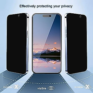 Ailun 3Pack Privacy Screen Protector for iPhone 15 Pro Max [6.7 inch]+3Pack Camera Lens Protector,Sensor Protection,Dynamic Island Compatible,Anti Spy Tempered Glass[9H Hardness]-HD[Black][6 Pack]