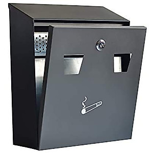 GenericDEFGHIJ Wall-Mounted Cigarette Disposal Tower - Commercial Ashtray - Black