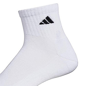 adidas Men's Athletic Cushioned Quarter Socks (6-Pair), White/Black, Large