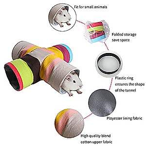 JWShang 4 Way Guinea Pig Tunnels and Tubes, Small Animals Activity Play Tunnel, Hedgehog Hideout Hideaway for Small Pets, Dwarf Hamster, Baby Guinea Pig, Mice, Gerbil Rat