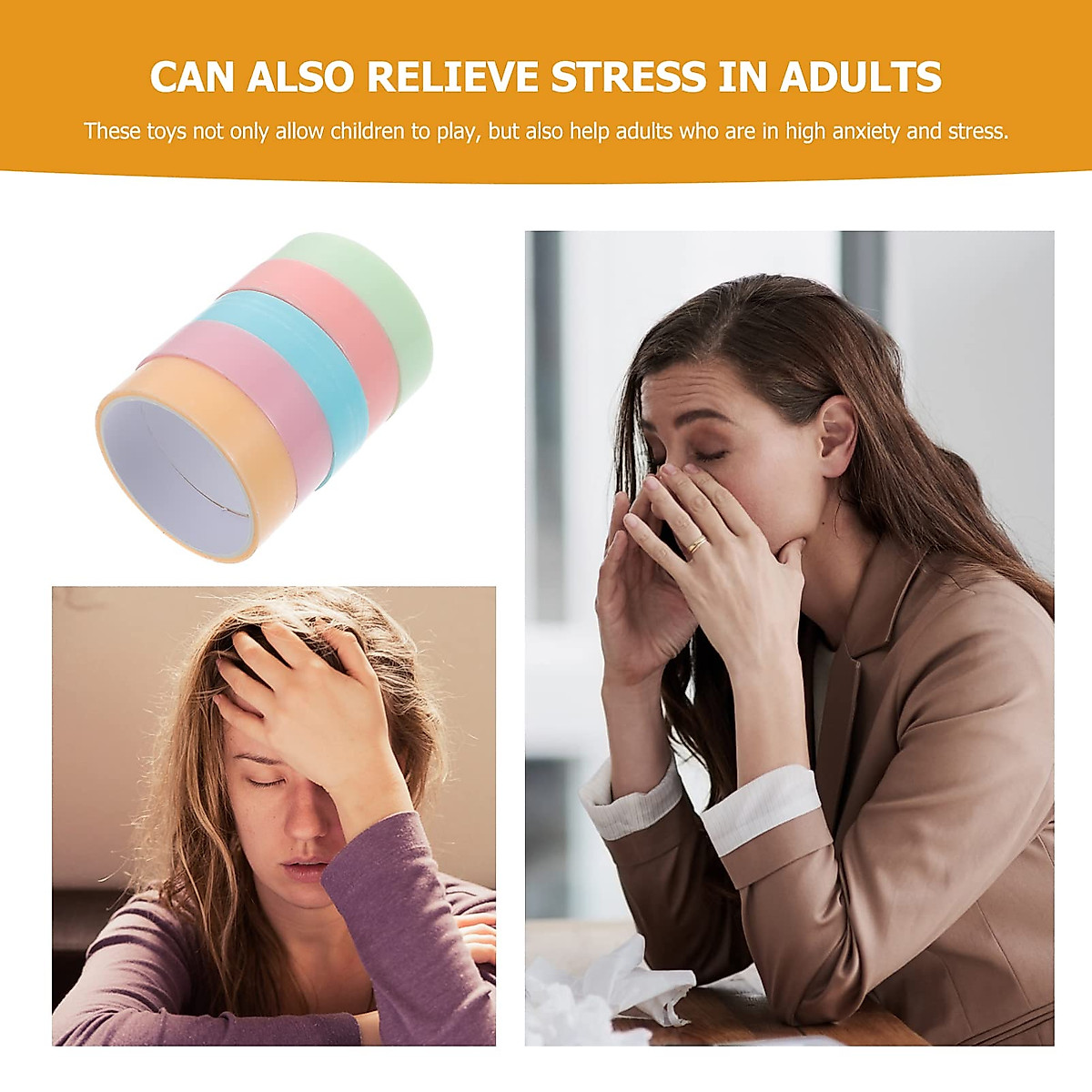 NUOBESTY Tape Rolling Balls Sticky Balls 5 Roll Sticky Ball Tape Candy Colored Decompression Sticky Ball Tape Decompression DIY Ball Style 2 Clear Sticky Tape