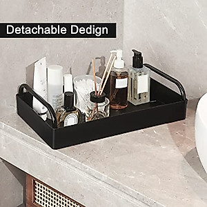 DILUOOU Under Sink Organizer and Storage,2 Tier Bathroom Countertop Organizer, Under Cabinet Organizer Baskets, Under Sink Storage for Bathroom Kitchen with Hooks & Hanging Cup,Black