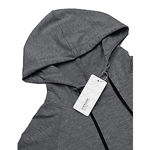 COOFANDY Men's Workout Hoodie Short Sleeve Hoodie Sweatshirts Gym Muscle Tee Cotton Hooded T Shirt with Pocket Dark Grey