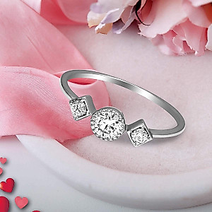 1/3 Carat | 10K White Gold | Lab Grown Solitaire 3 Stone Diamond Ring Prong Setting | Brilliant-Cut Round Shape Diamond | F-G Color, SI1-SI2 Clarity Friendly Diamonds