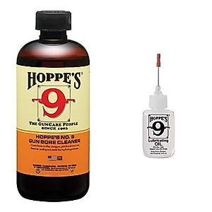 Hoppe's No. 9 Gun Bore Cleaner, 16 oz. Bottle AND Hoppe's No. 9 Lubricating Oil, 14.9 ml Precision Bottle