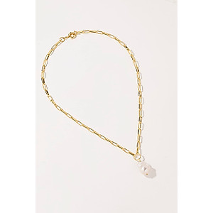 Baroque Pearls Pendant Necklaces Freshwater Cultured Pearls Necklace Pendant 18K Gold Paperclip Chain Necklaces 22inch for Women Vintage Jewelry