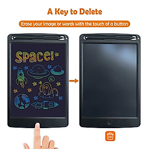 ScriMemo LCD Writing Tablet,10-Inch Drawing Tablets Kids Doodle Board Colorful Sketch Pad Reusable Magnetic Drawing Board Gifts for Kids and Adults at Home, School and Office (Black)