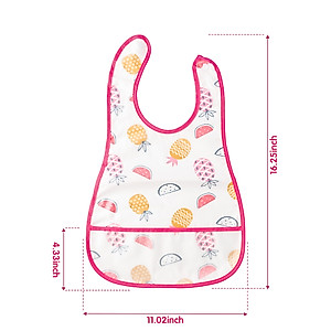 R HORSE 5Pcs Baby Bibs Set Cotton Toddler Bibs with Crumb Catcher Pocket & Snaps Baby Feeding Bibs Waterproof Food Bibs Infant Feeding Bibs with Fruit Pattern for Infants Babies Toddler 6-36 Months