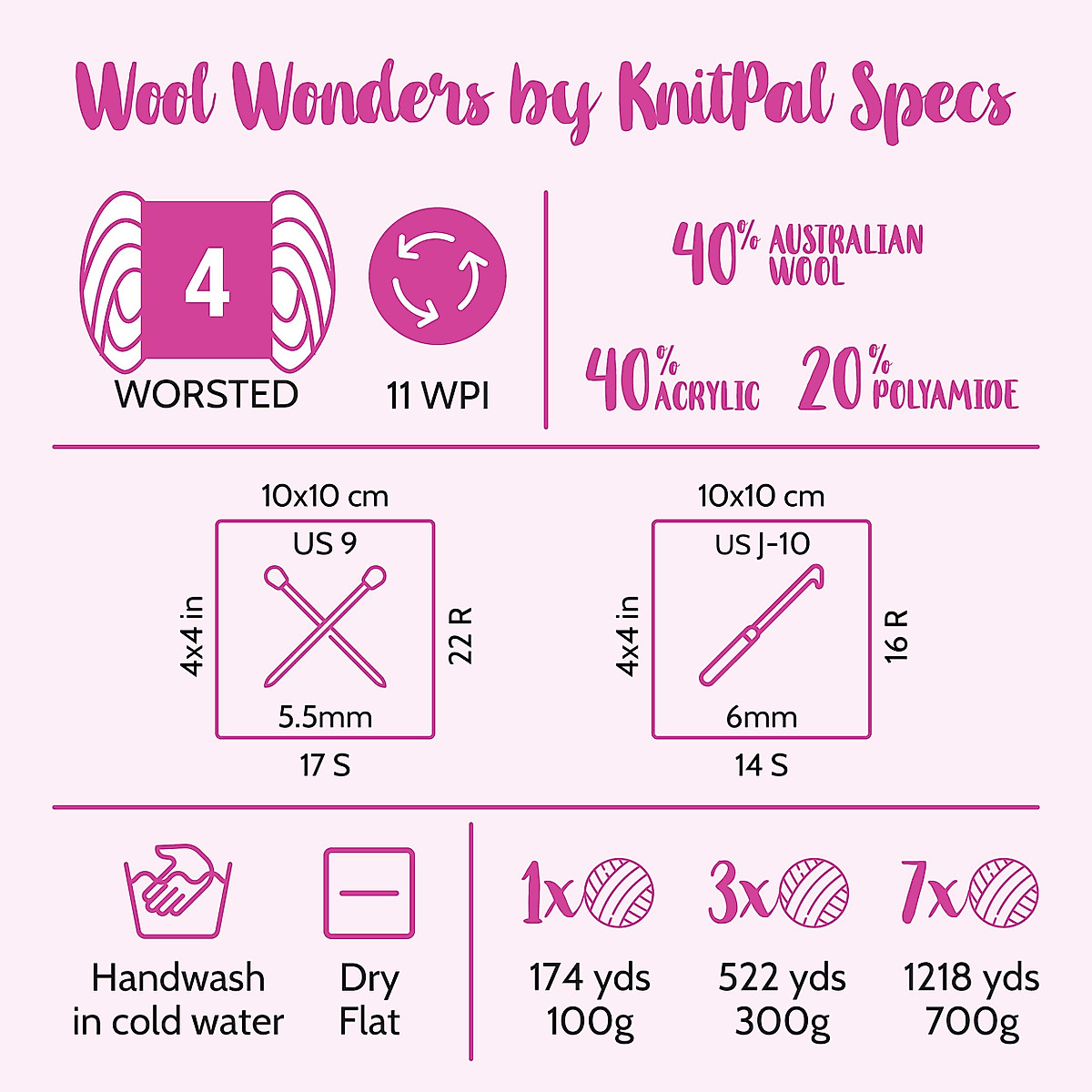 Woolen Delights Soft Wool Yarn for Crocheting, 3 Skeins, 522Yds/300G, Free Patterns - #4 Medium Aran/Heavy Worsted Weight Wool Yarn for Knitting - Crimson Red