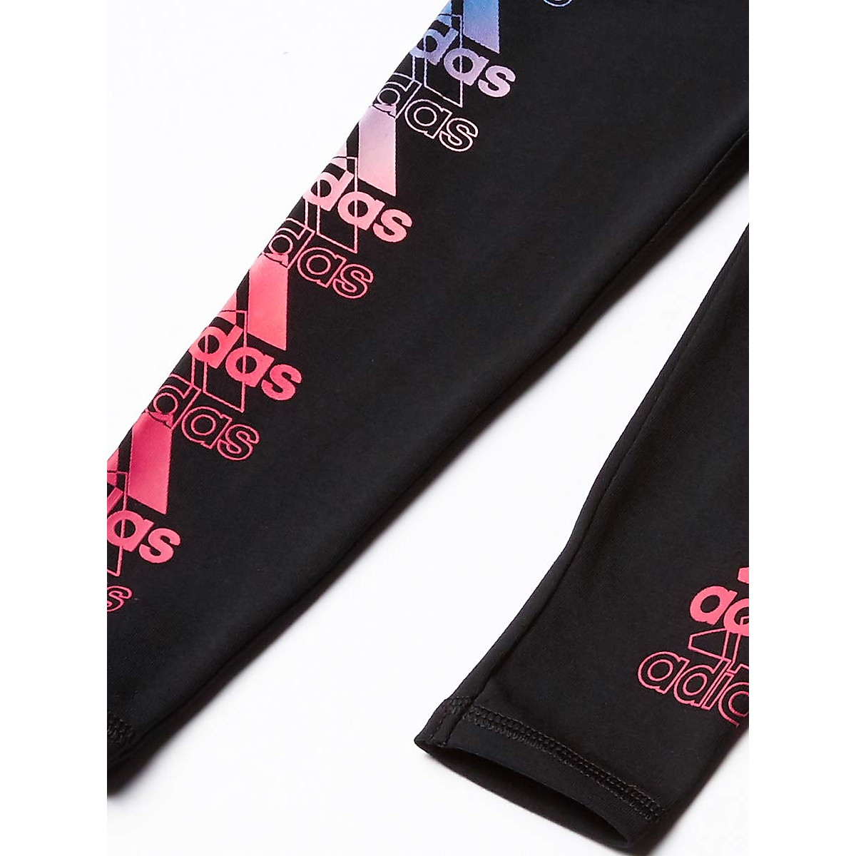 adidas Girls' Active Sports Athletic Legging Tight, Core Graphic Black/Pink, Large