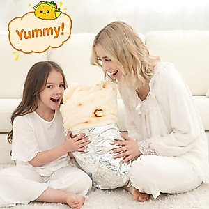 CASOFU Burritos Tortilla Blanket, Double Sided Giant Flour Tortilla Throw Blanket, Novelty Tortilla Blanket for Your Family, 285 GSM Soft and Comfortable Flannel Taco Blanket. (Beige, 71 inches)