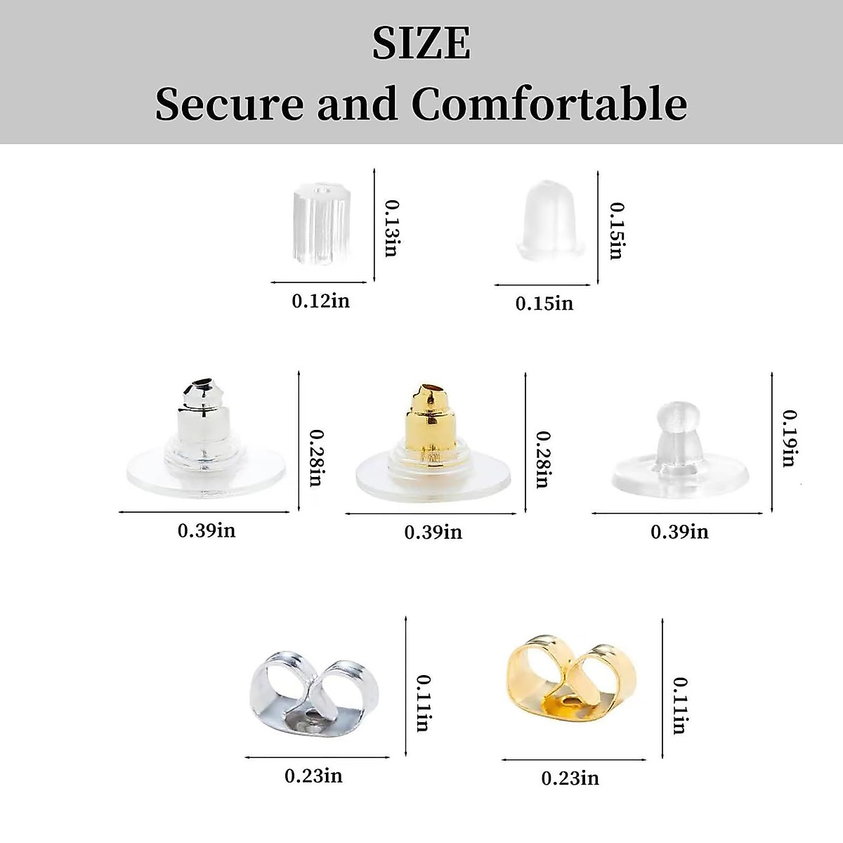 Nkwuire 7 Styles 500PCS Earring Backs for Studs, Clear Plastic Hypoallergenic Metal Rubber Silicone Earring Backs Bullet Clutch Stoppers Replacement Kits for Fish Hook Earring Studs Hoops