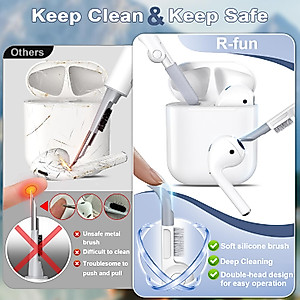 R-fun Compatible with AirPods Case Cover, Soft Silicone Protective Cover with Keychain for Women Men Compatible with Apple AirPods 2nd 1st Generation Charging Case, Front LED Visible,Rose Pink