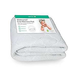 Newton Baby Waterproof Crib Mattress Pad | 100% Breathable Quilted Layer for Comfort & Universal Fitted Skirt for Secure Fit | Machine Washable | Crib Mattress Protector Pad Waterproof, 1 Pack