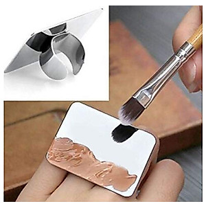 Frcolor 2PCS Nail Art Palette Stainless Steel Makeup Mixing Palette Ring Nail DIY Art Design Paint Color Mixing Palette Metal Tool