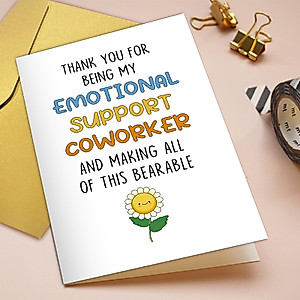 Qiliji Funny Coworker Greeting Card, Coworker Birthday Card, Birthday Card for Colleague, Coworker Thank You Card, Emotional Support Coworker Card